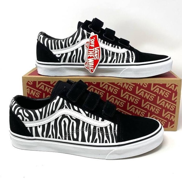Vans | Shoes | Vans Zebra Old Skool School Velcro Strap Sneakers | Poshmark